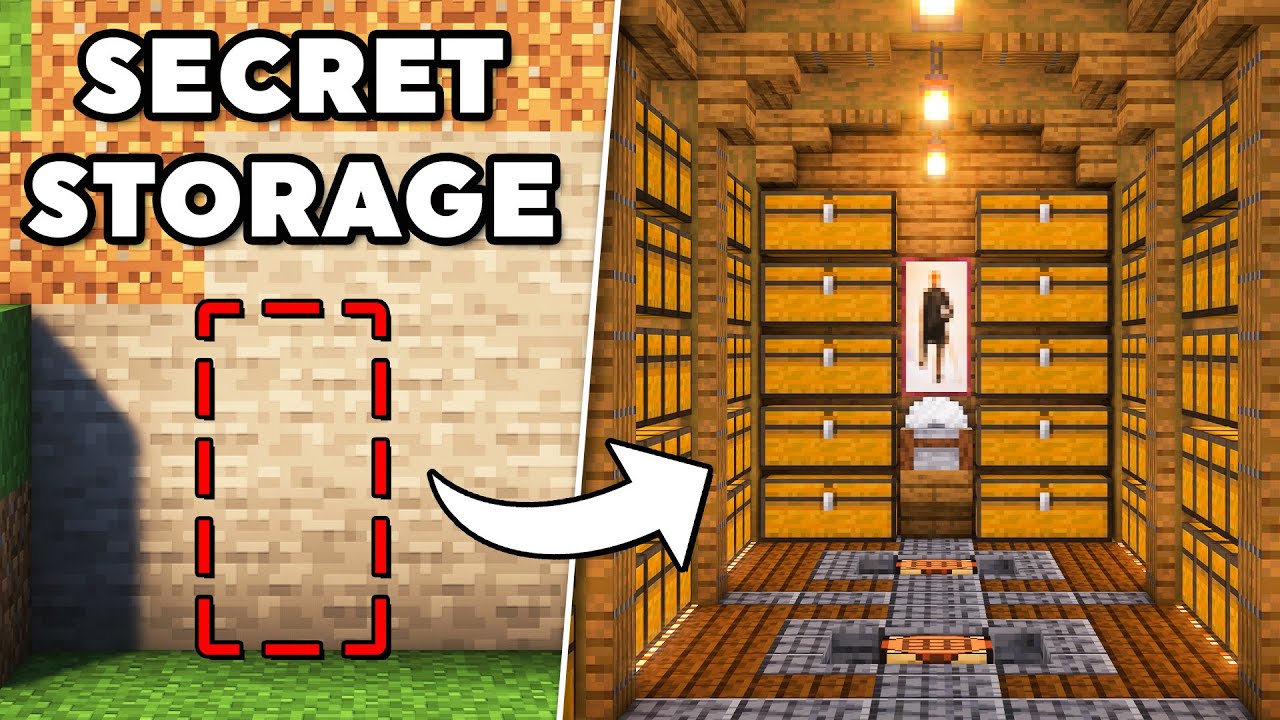Minecraft Secret Storage Room Tutorial How To Build Youtube
