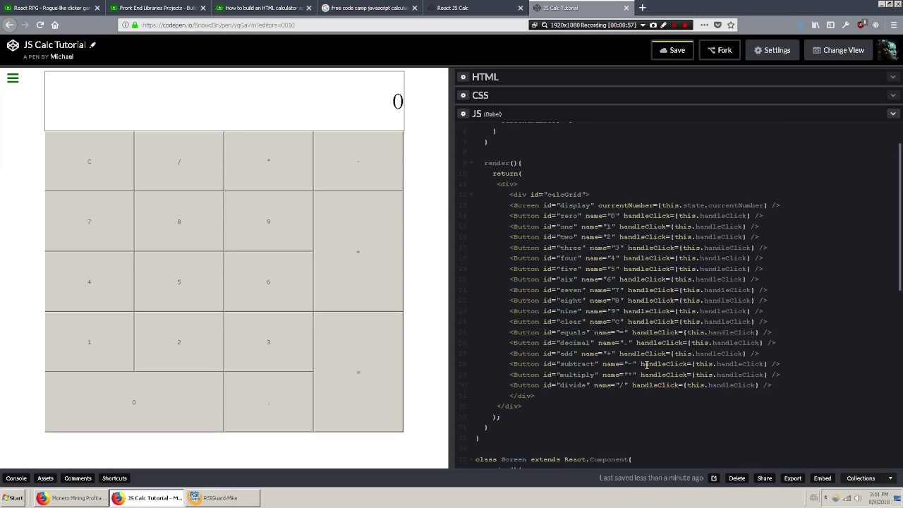 React Javascript Calculator Freecodecamp Tutorial Outdated Youtube