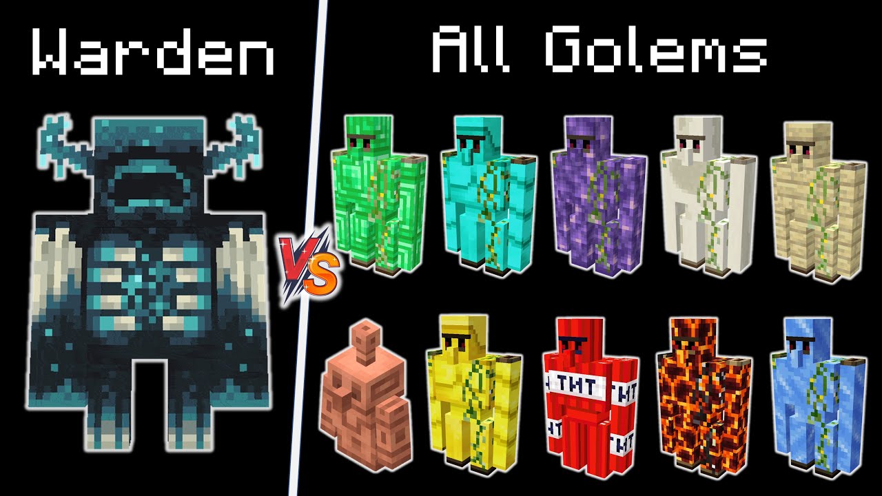 Warden Vs All Golems In Minecraft Warden Vs Every Golem Warden Vs