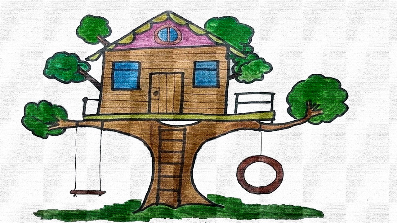 How To Drawing Treehouse Tree Youtube