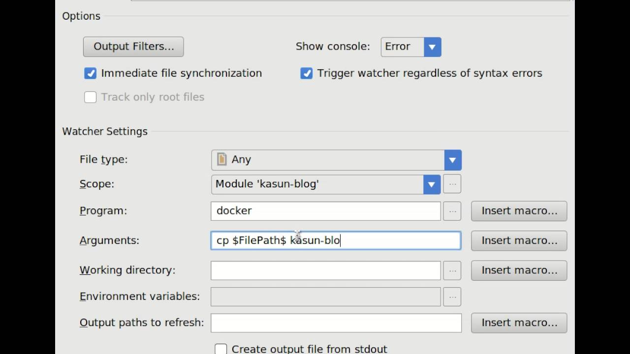 New File Watcher Settings Youtube