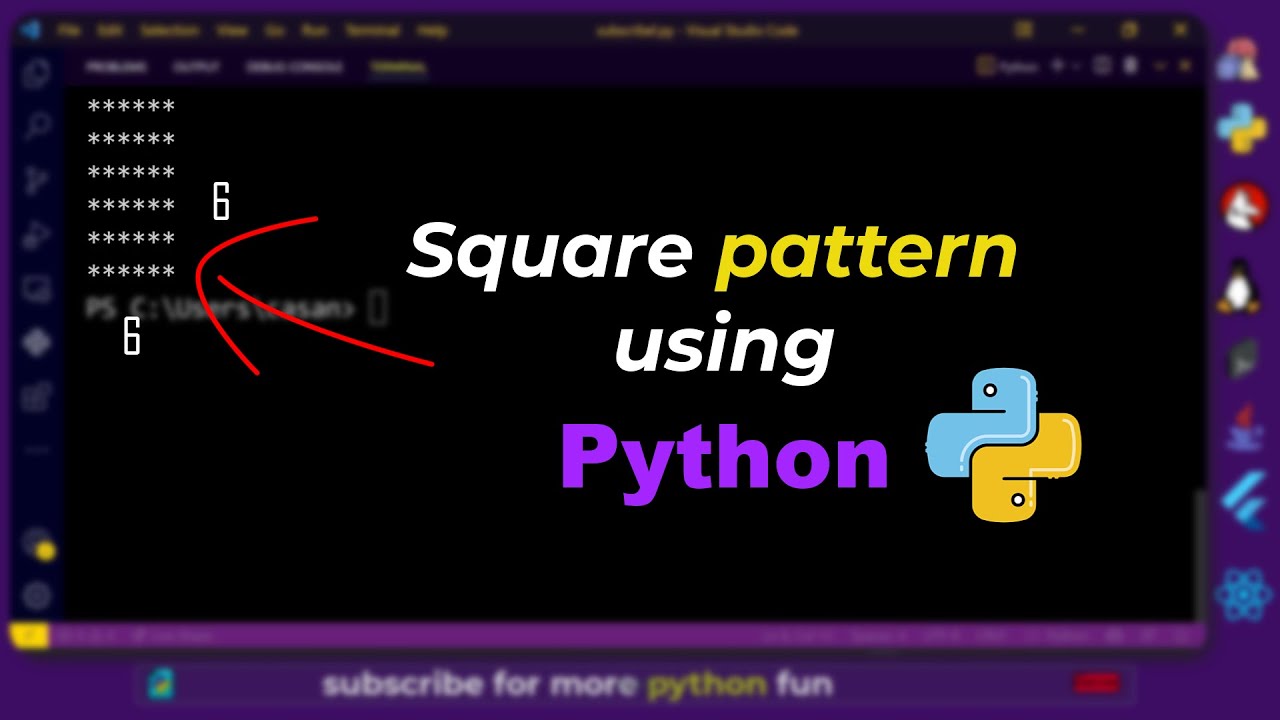 How To Make Square Pattern Using For Loops In Python Youtube