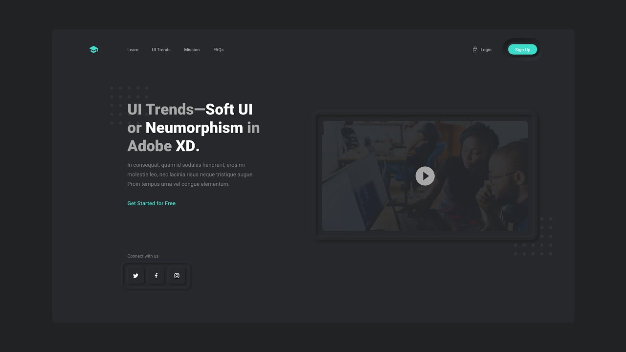 Soft Ui Dark Theme Website Design Adobe Xd Tutorial Youtube