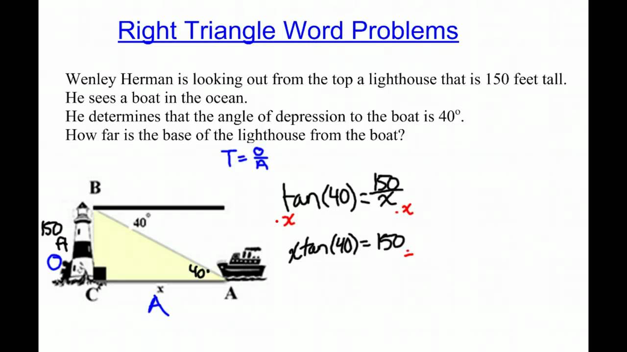 Right Triangle Word Problems Worksheet Proworksheet