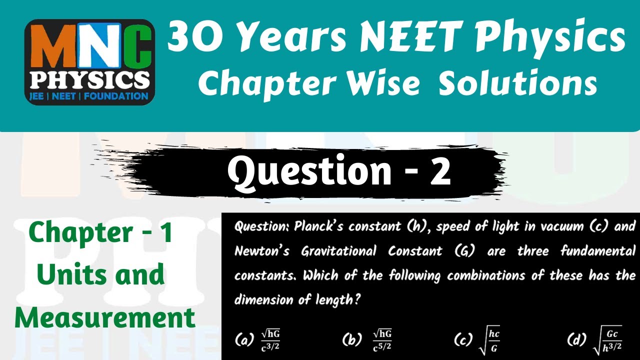30 Years Neet Chapter Wise Solutions Physics Units And Measurement