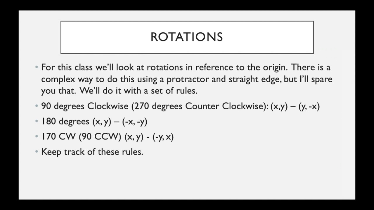 Geometry Unit 2 Lesson 2 Rotations Youtube
