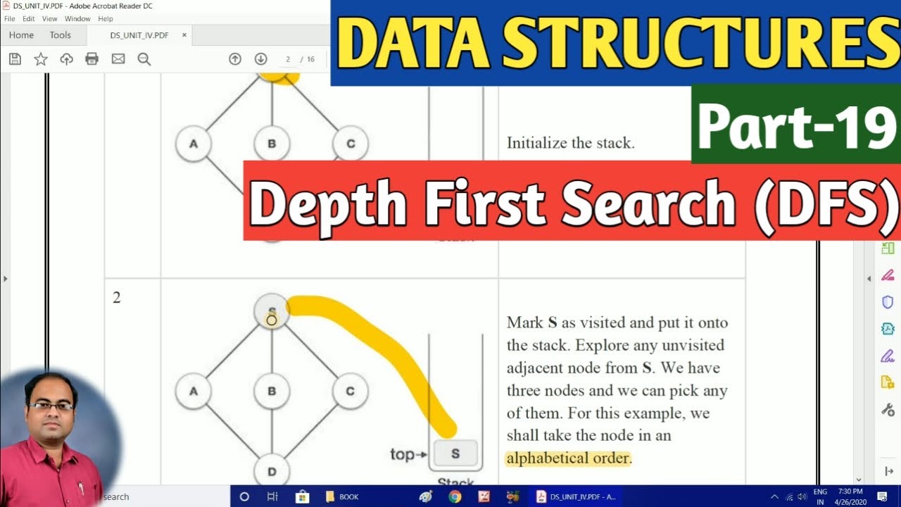 Data Structures Part 19 Depth First Search Dfs Youtube