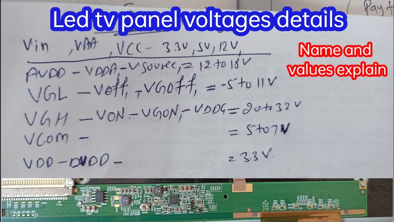 Led Tv Panel Voltages Details With Defferent Names And Values Led Tv