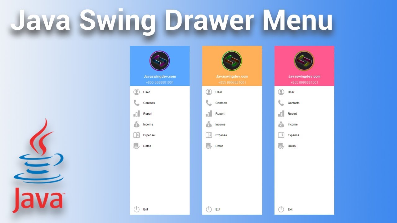 Java Swing How To Create Drawer Menu Using Java Swing Youtube
