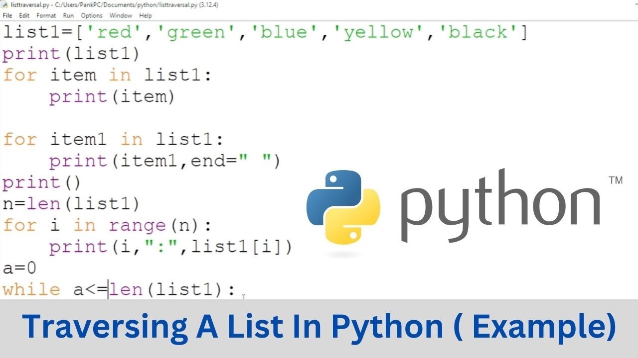 Traversing A List In Python With Example Python Programming In Hindi