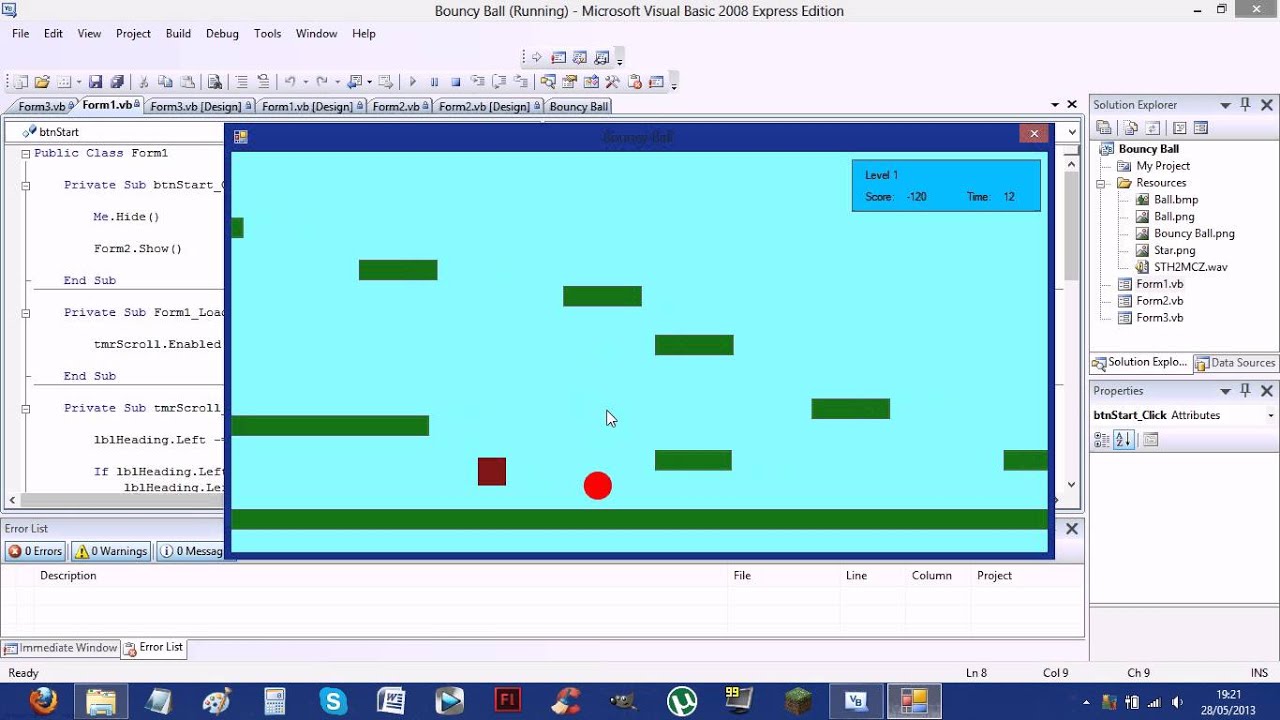 Bouncy Ball Game In Visual Basic Youtube