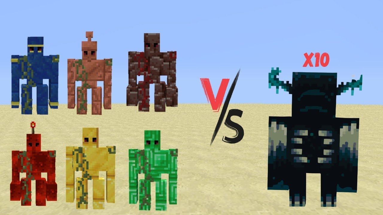 All Ores Golems Vs Warden In Minecraft Youtube