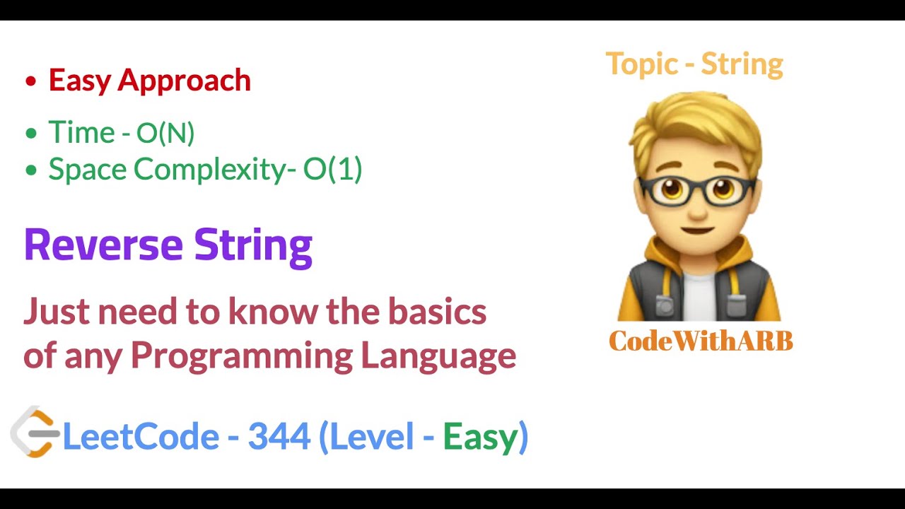 Reverse String Leetcode 344 String Youtube