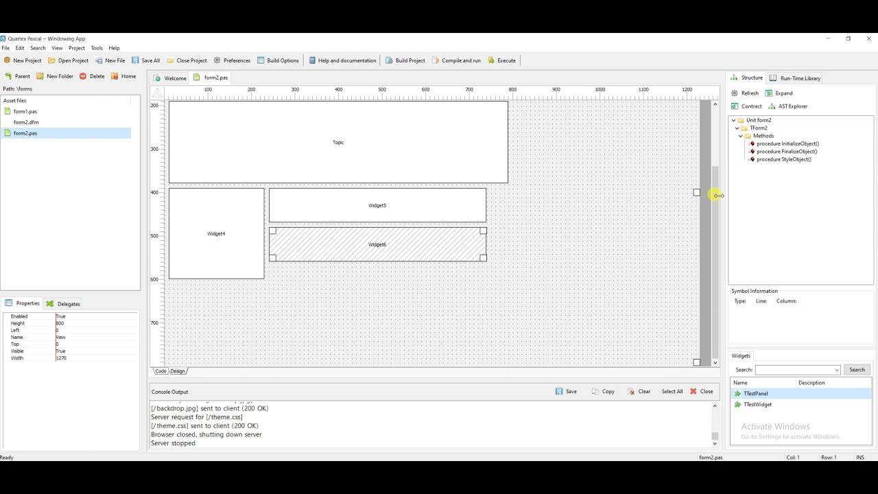 Early Form Designer For Quartex Pascal Youtube