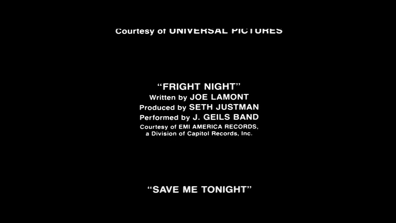 Fright Night 1985 End Credits By Joe Lamont And Performed By J Geils
