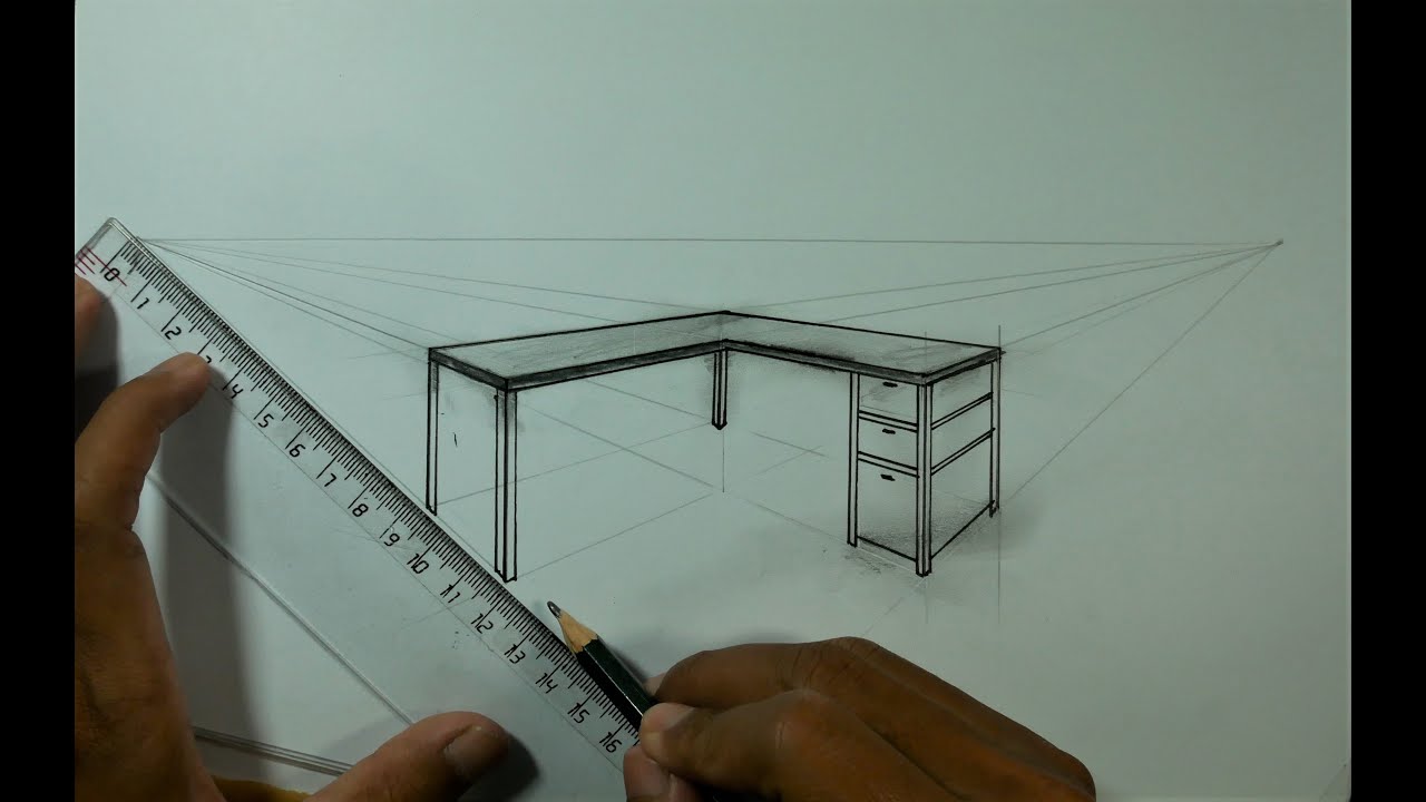 How To Draw Table Desk In 2 Point Perspective Youtube