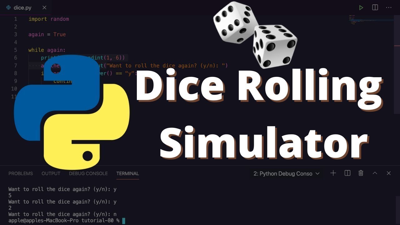 How To Make A Simple Dice Rolling Simulator Game In Python Youtube