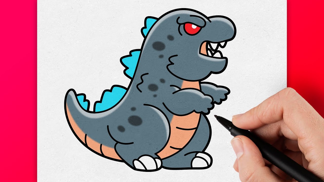 How To Draw Cute Godzilla Youtube