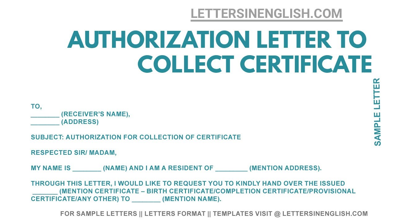 Authorization Letter Template To Collect Certificate