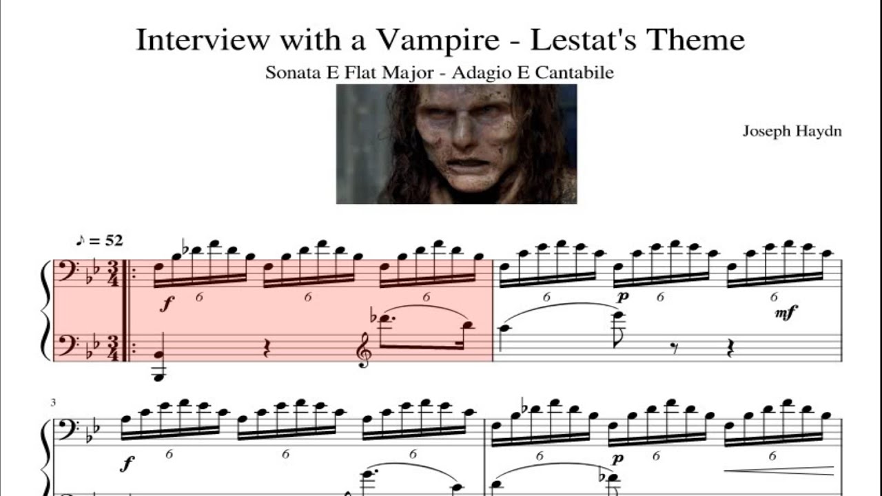 Interview With A Vampire Lestat S Theme Piano Sheet Music Youtube