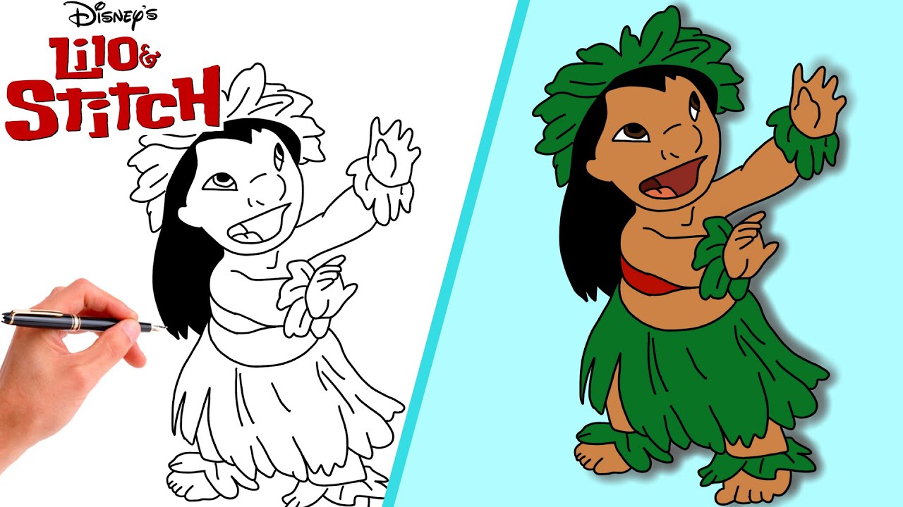 How To Draw Lilo From Lilo Stitch Step By Step Youtube