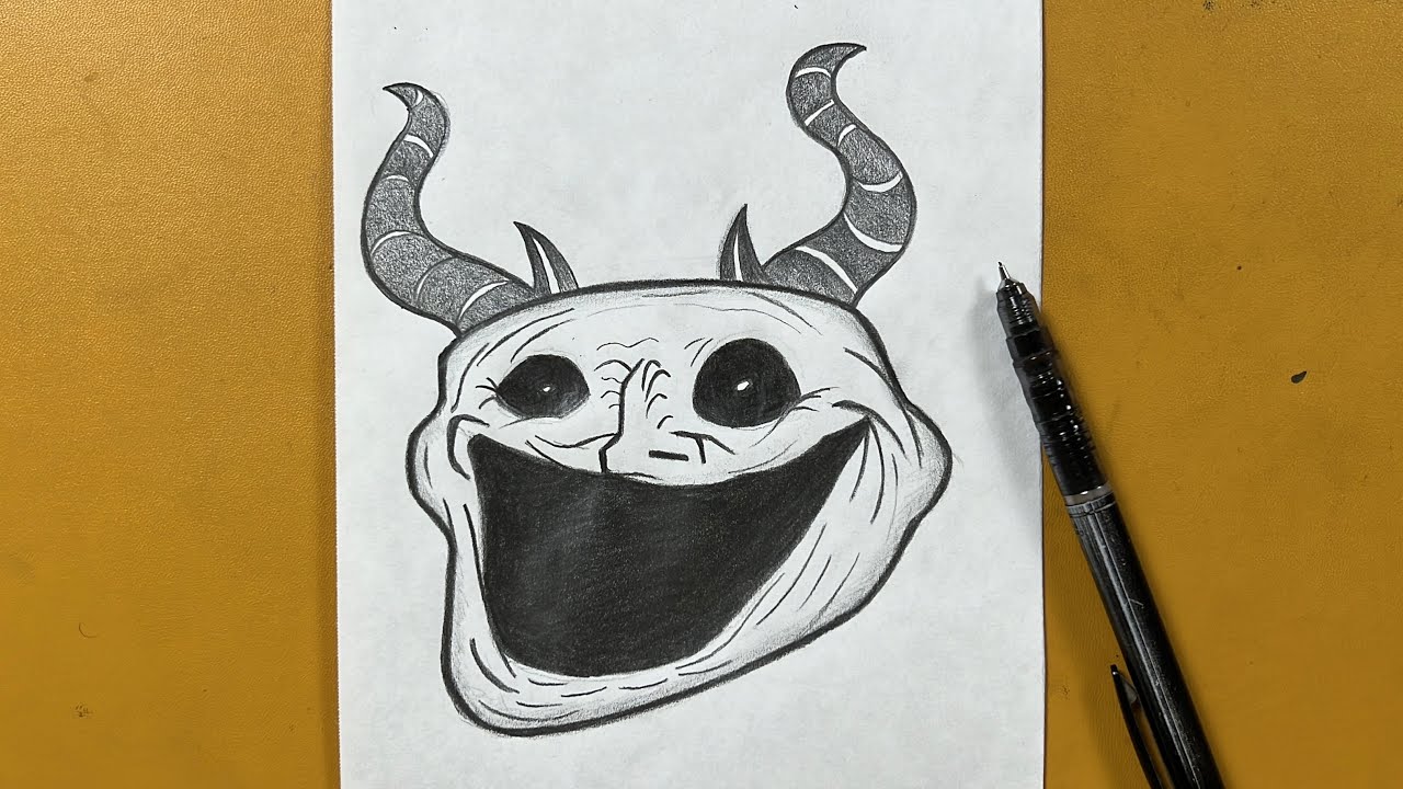 How To Draw Scary Troll Face Step By Step Creepy Drawing Tutorial