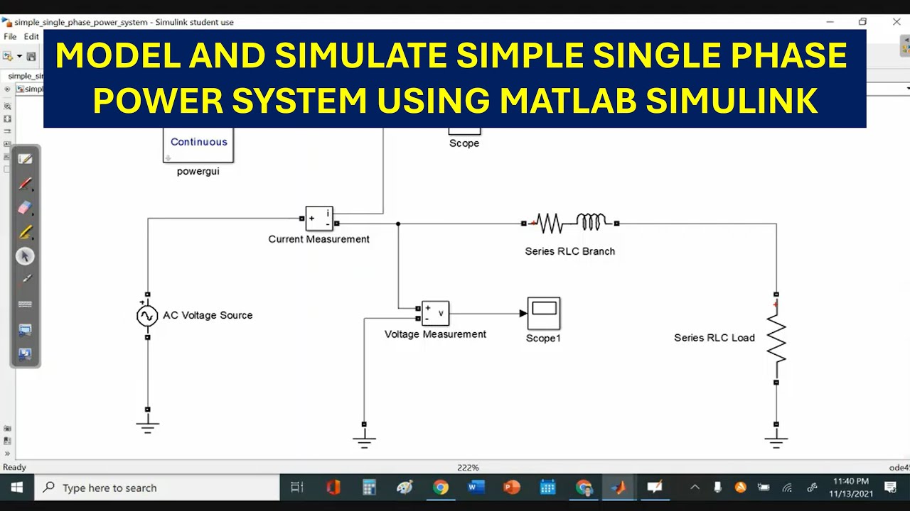 How To Model And Simulate Simple Single Phase Power System Using Matlab