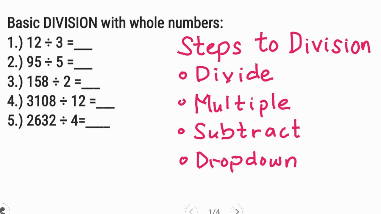 Basic Division Step By Step Youtube
