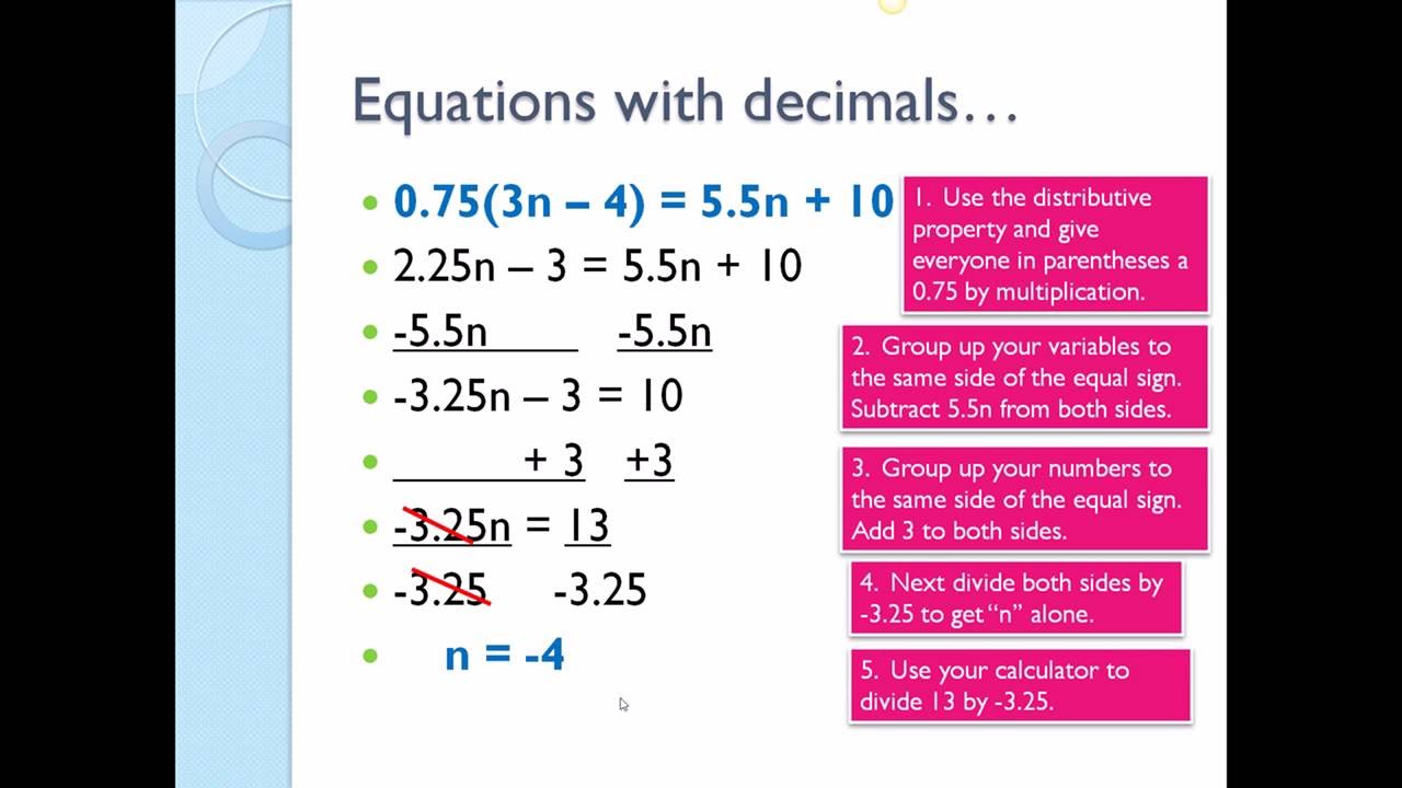 Linear Equations With Decimals Worksheet At Angela Bates Blog