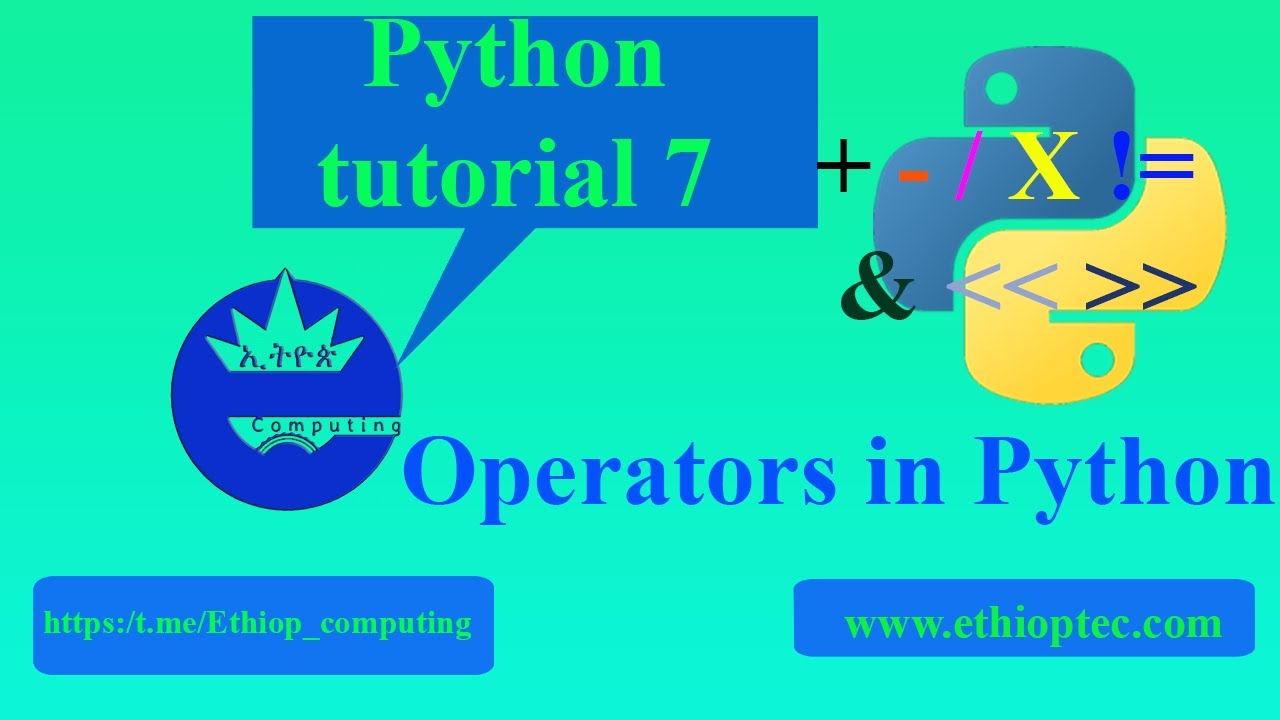 Python Tutorial 7 Operators Youtube