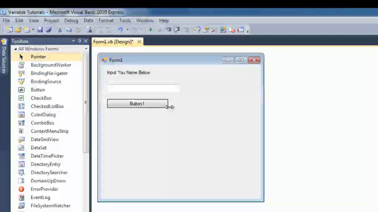 Visual Basic 2010 For Beginners Tutorial 2 Variables Part 1 Youtube