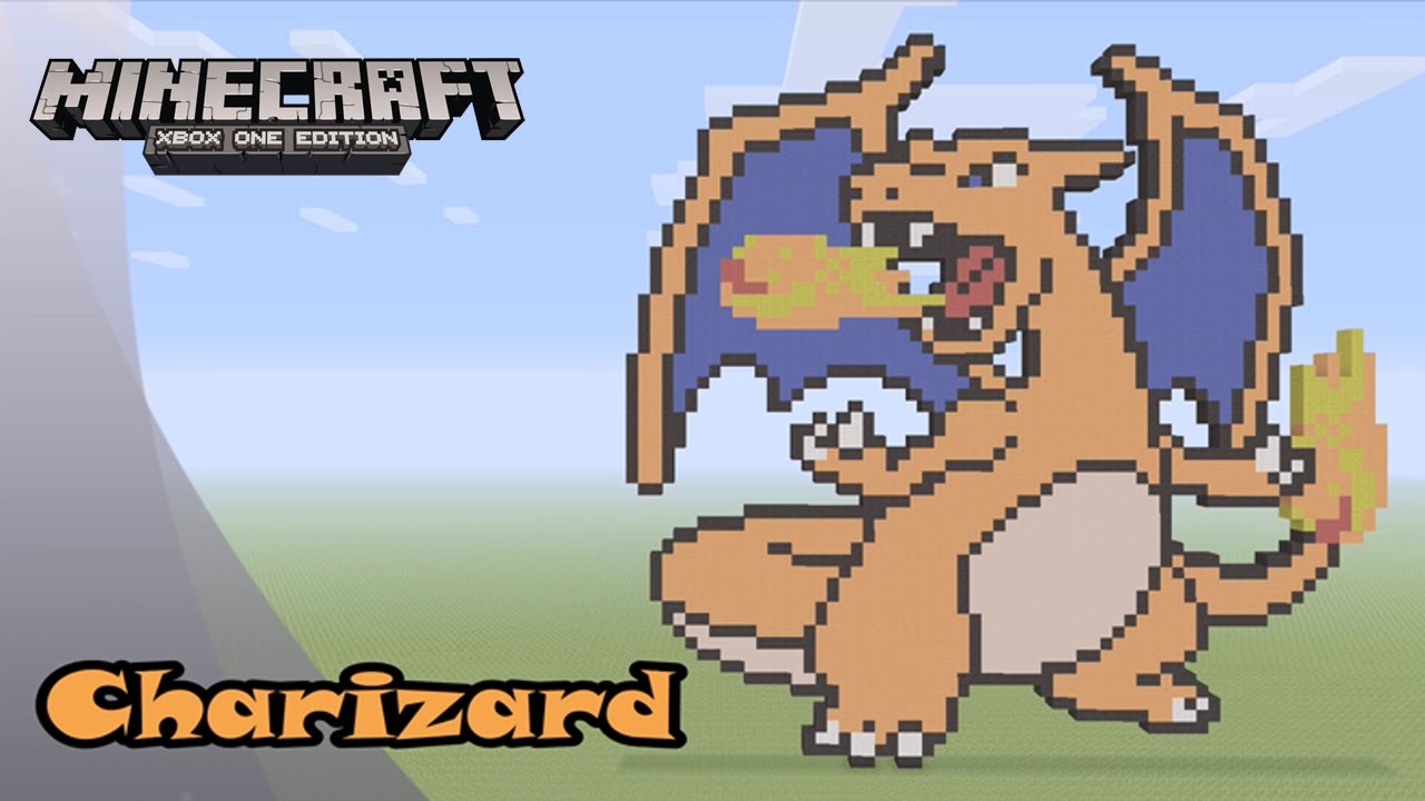 Minecraft Pixel Art Tutorial And Showcase Charizard Pokemon Youtube