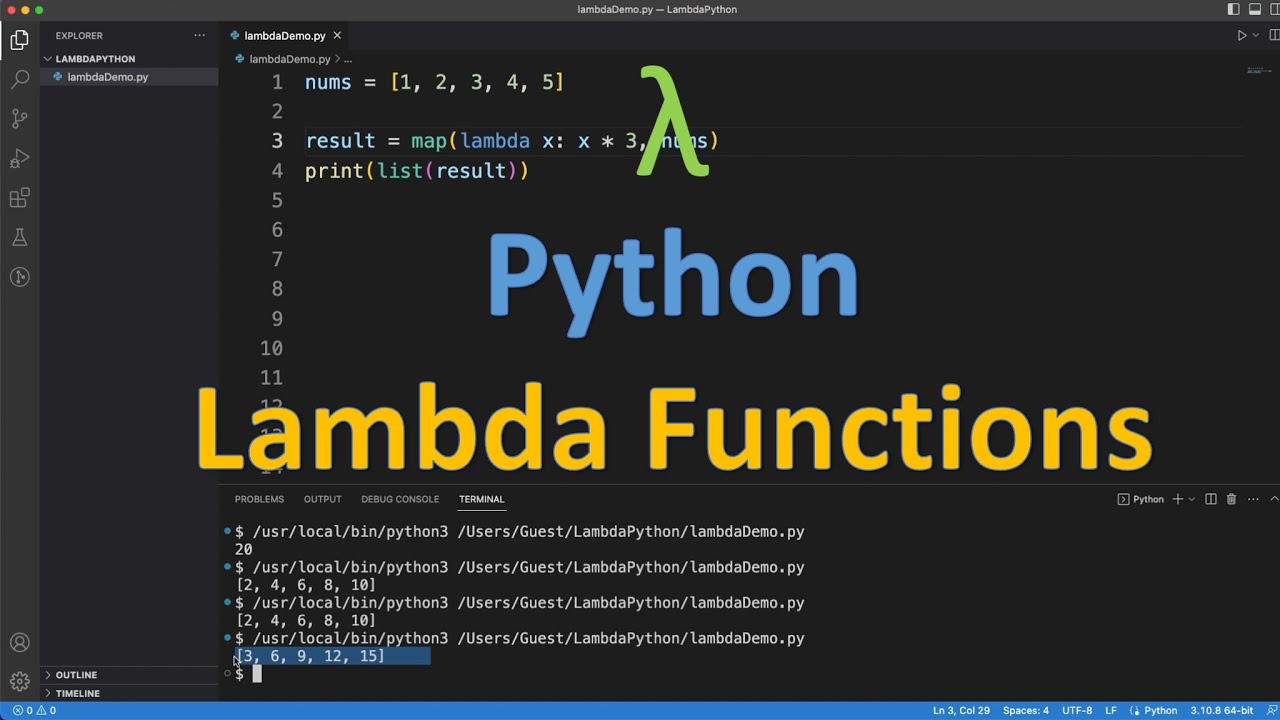 How To Use Lambda Functions In Python Youtube