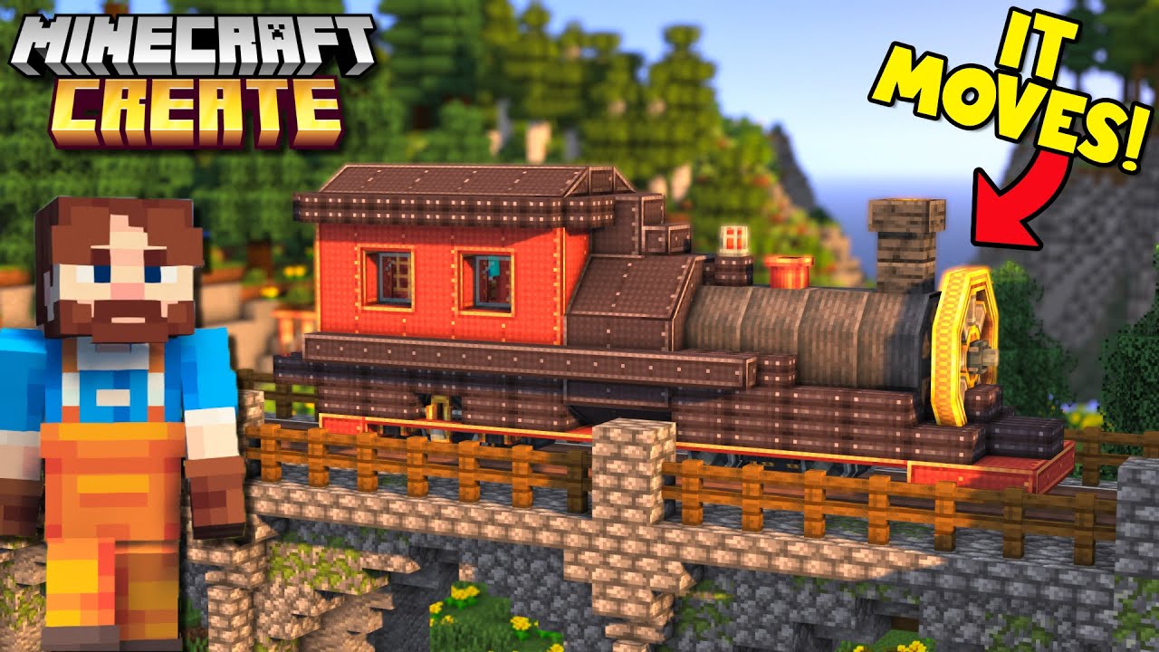 I Build A Working Train In Minecraft Create Mod Youtube