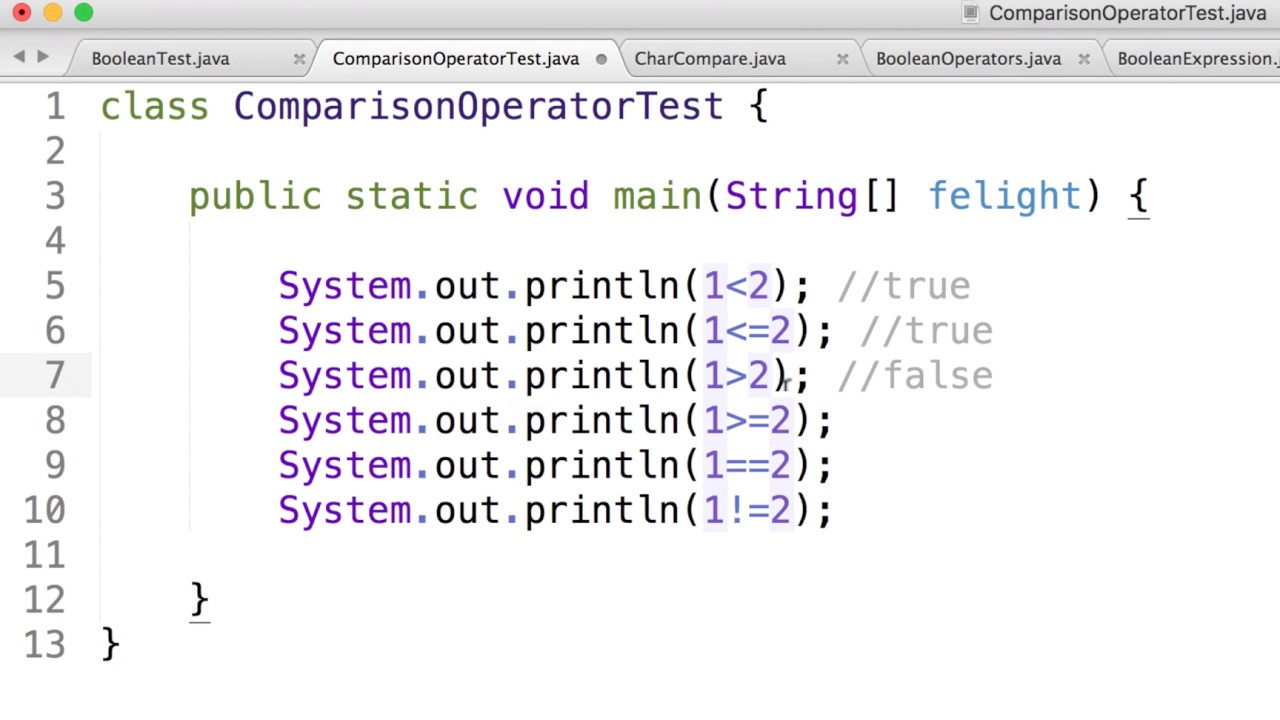 Java Basics Comparison Operators Or Relational Operators In Java