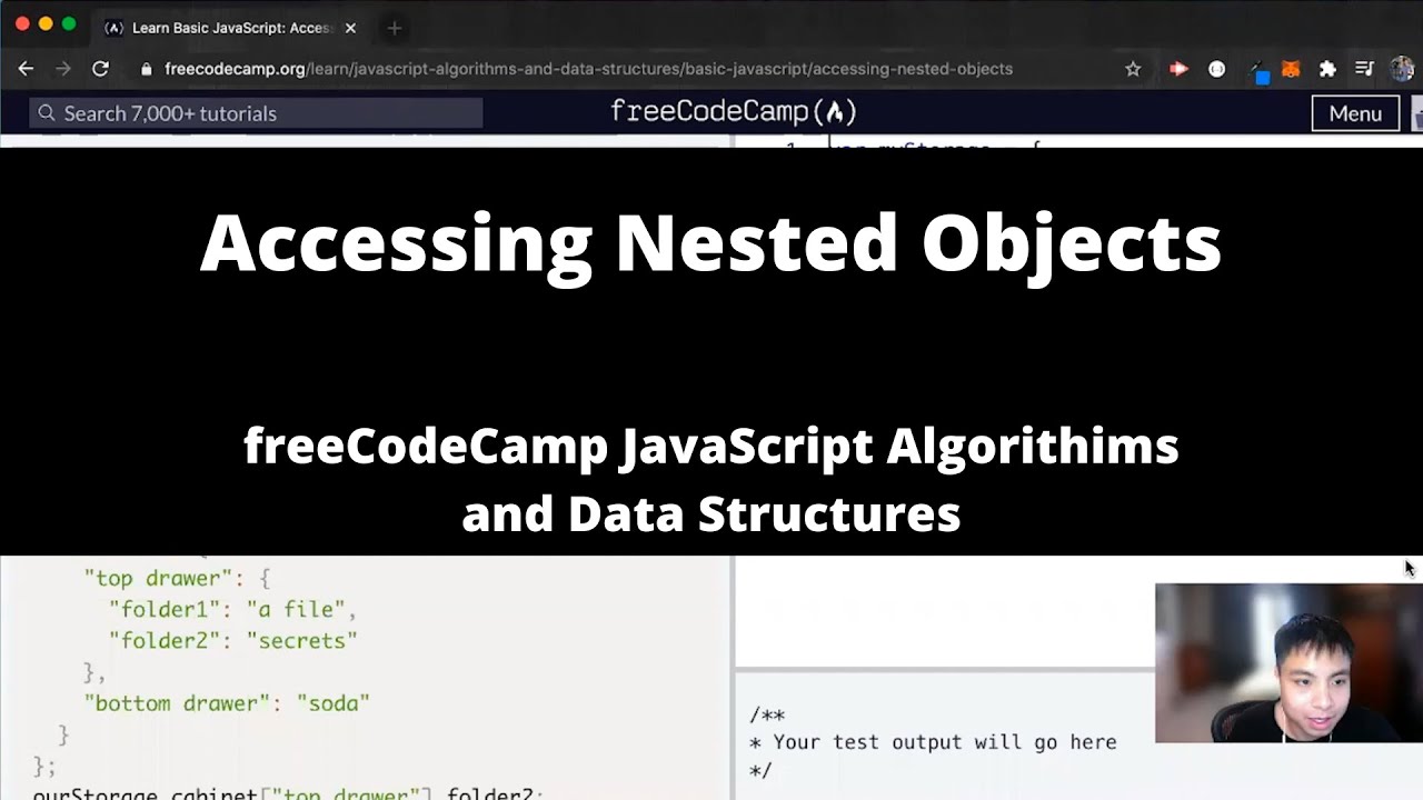 Accessing Nested Objects Basic Javascript Freecodecamp Tutorial Youtube