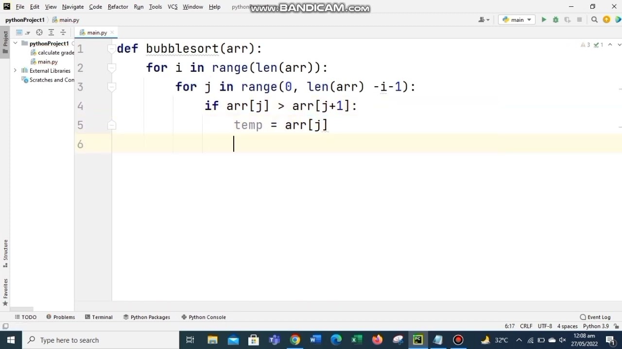 Bubble Sorting Using Python Youtube