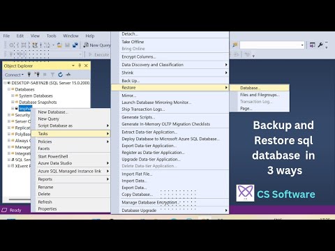 Backup And Restore Sql Server Database 3 Different Methods Explained