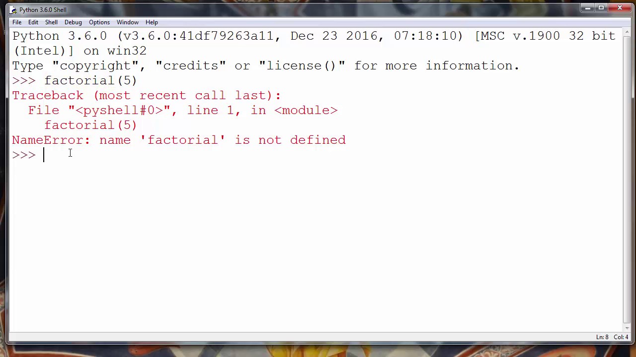Factorial Python Pigkda