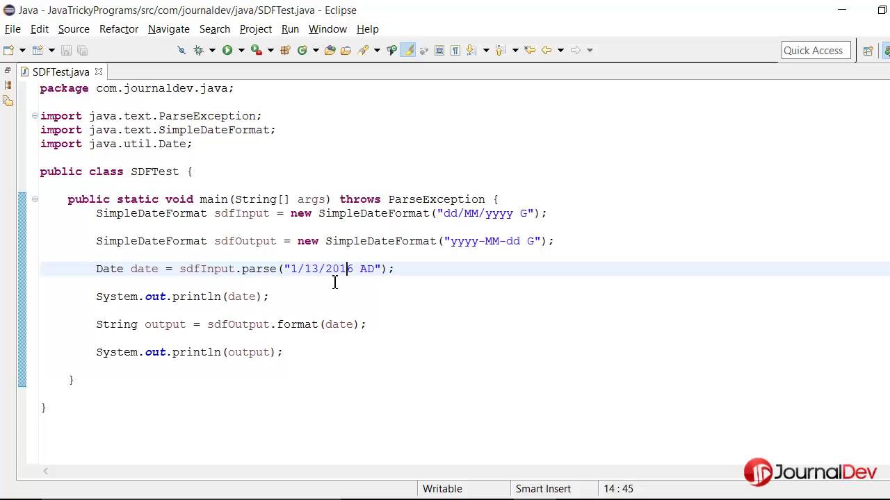 Java Tricky Program 2 Simpledateformat Youtube