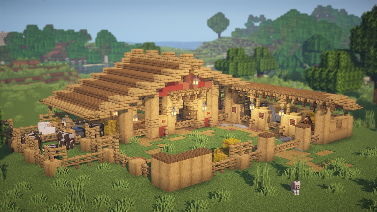 Minecraft Tutorial How To Build A Small Barn And Horse Stable Step By