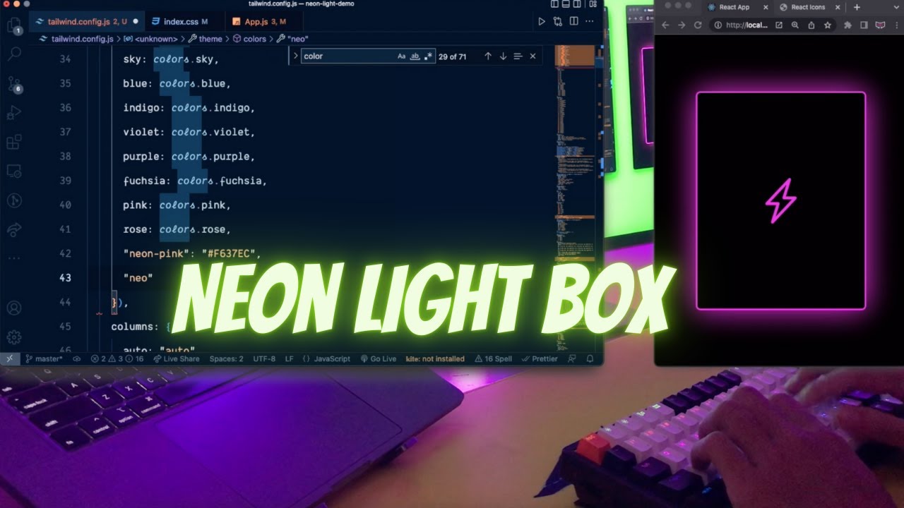 Asmr Coding Build Neon Light Box With React And Tailwind No Talking