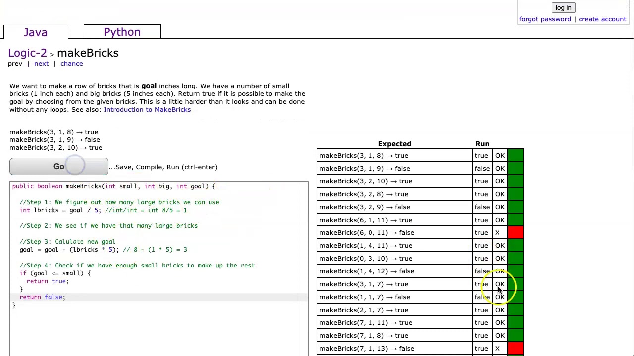 Codingbat Makebricks Java Youtube