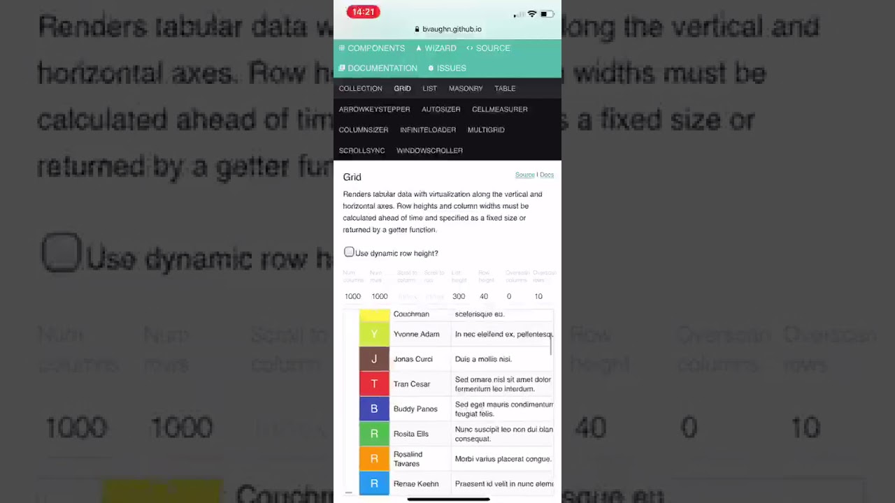 React Virtualized Flickering Grid Youtube