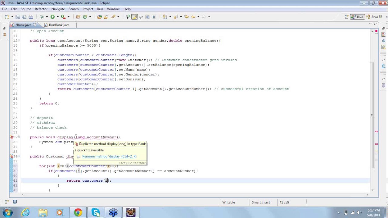 Tutorial 6 Creating And Using A Simple Bankaccount Class In Java Part2