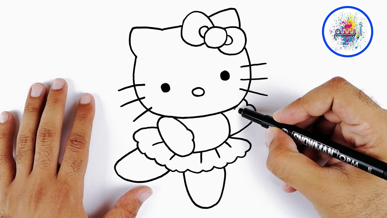 رسم سهل جدا للاطفال للمبتدئين تعلم كيفية و طريقة رسم كيتي سهل