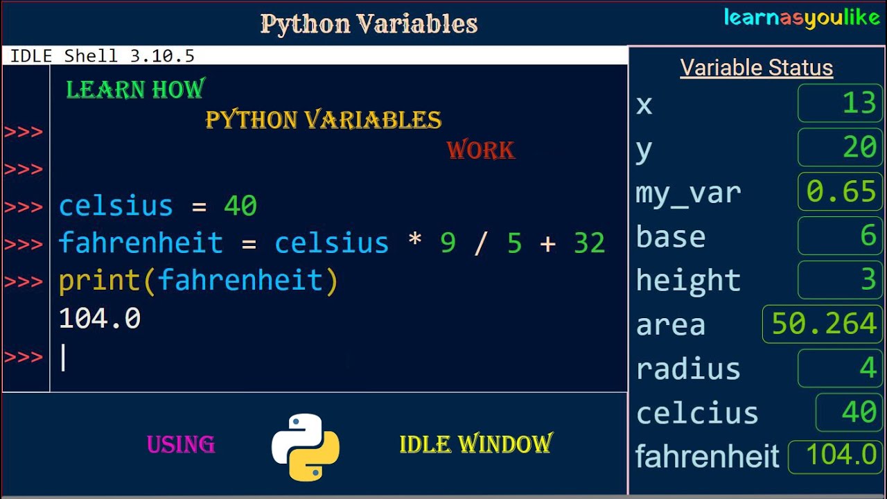 Variables In Python Youtube