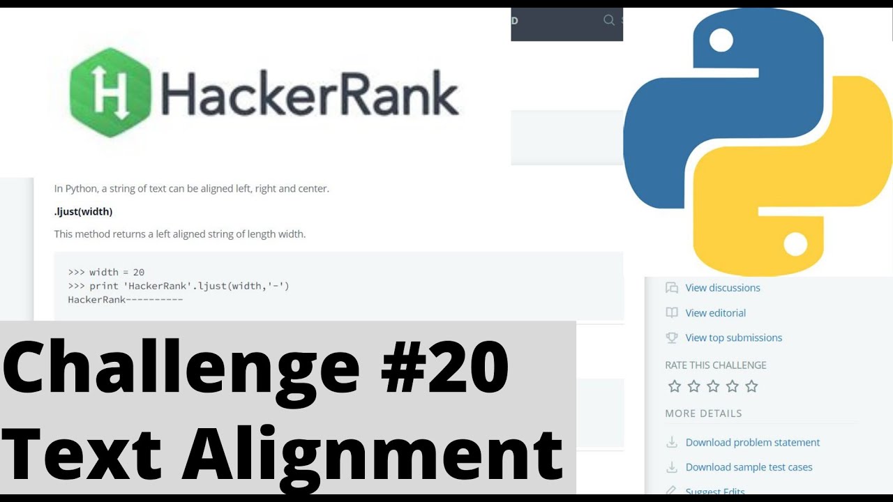 Hackerrank Python Challenge 20 Text Alignment Rjust Ljust And
