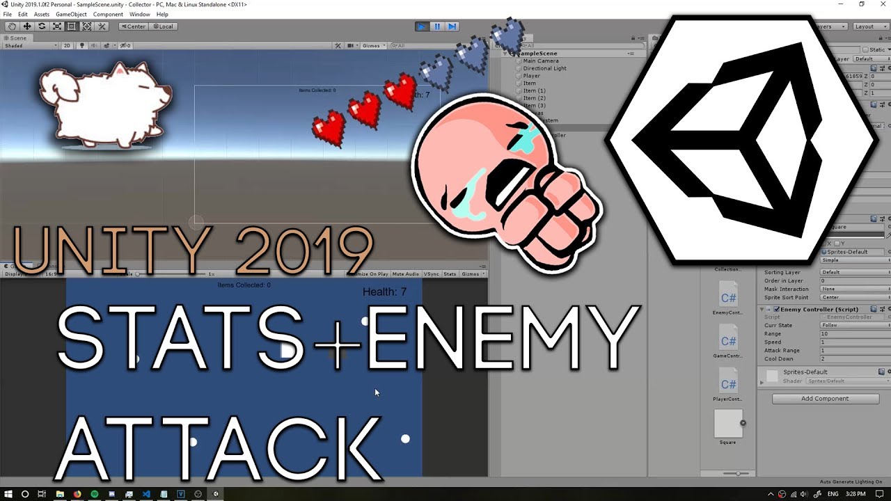Binding Of Isaac Stats Setup Enemy Melee Attack Unity 2019 Beginner