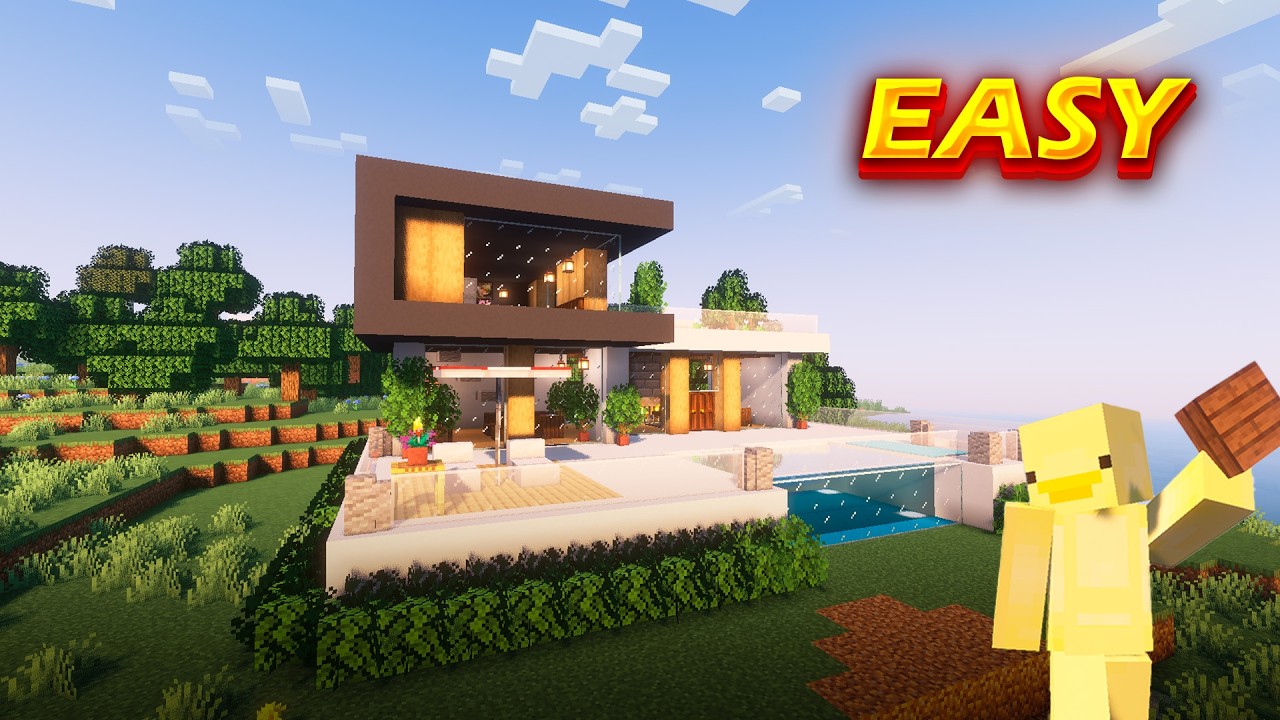 Cool Modern House Tutorial In Minecraft Youtube